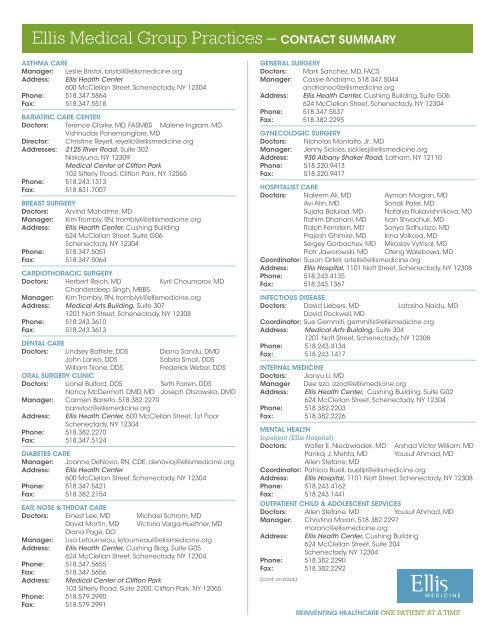 MedicalPracticeContacts - Ellis Hospital