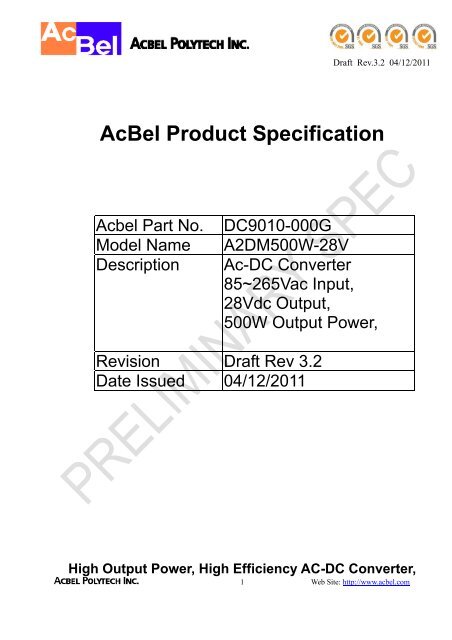 AcBel Product Specification