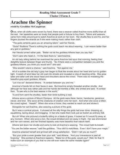 Reading Mini-Assessment Grade 7 Cluster 3 Form