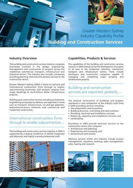 GWS Building and Construction Services Profile - RDA Sydney