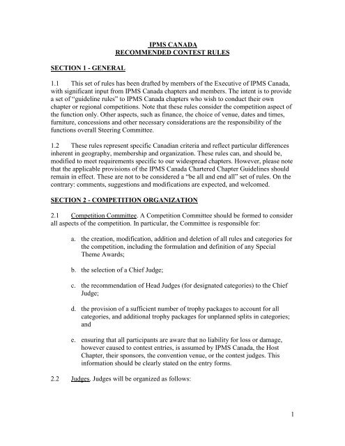 IPMS National Contest Rules - IPMS Canada