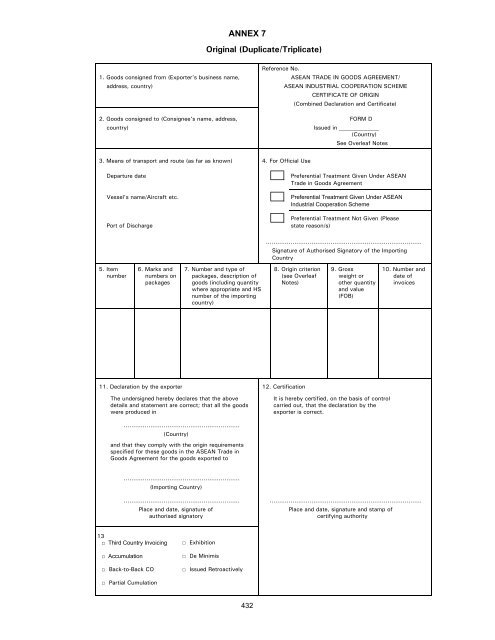 ATIGA-07-1 - Annex 7 - Revised CO Form D - Singapore FTA Network