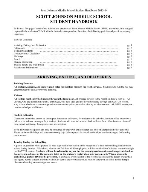 scott johnson middle school student handbook - McKinney ...