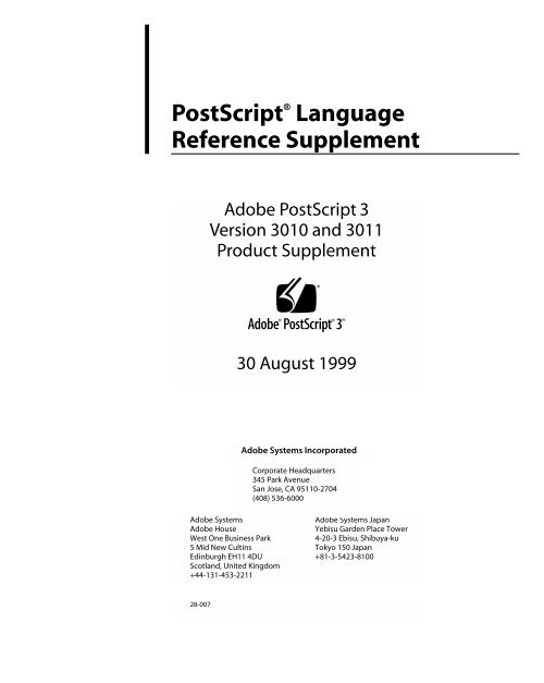 PostScript Language Reference Supplement - Adobe Partners