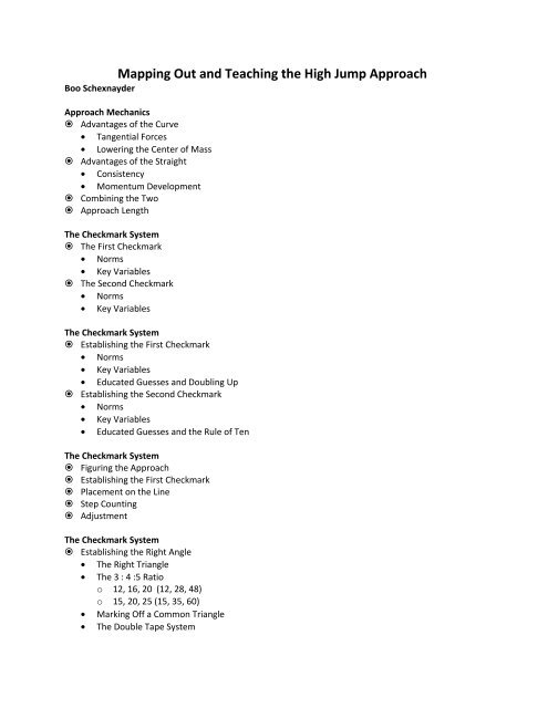 High Jump Approach Measurements