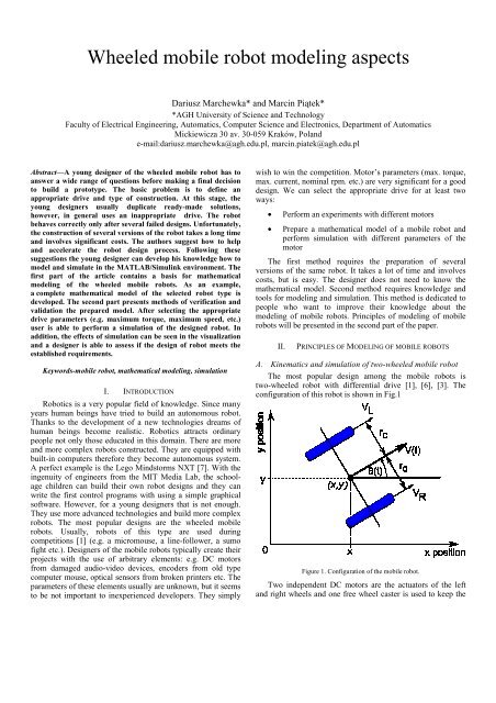 Wheeled mobile robot modeling aspects - RIE2010