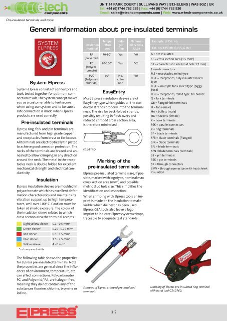 Elpress Pre-Insulated Terminals - E-Tech Components
