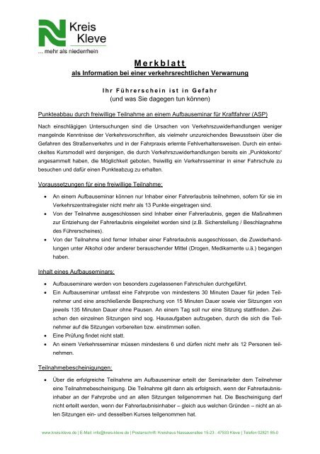 Merkblatt - Kreis Kleve
