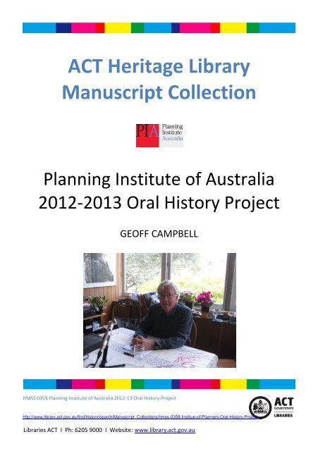 ACT Heritage Library Manuscript Collection - Libraries ACT