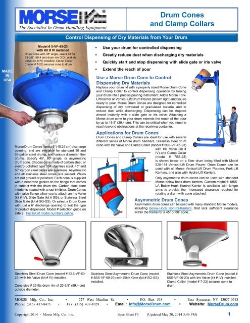 Drum Cones and Clamp Collars - Morse Drum Handling Equipment
