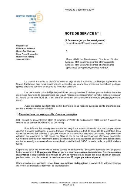 Note de service 2