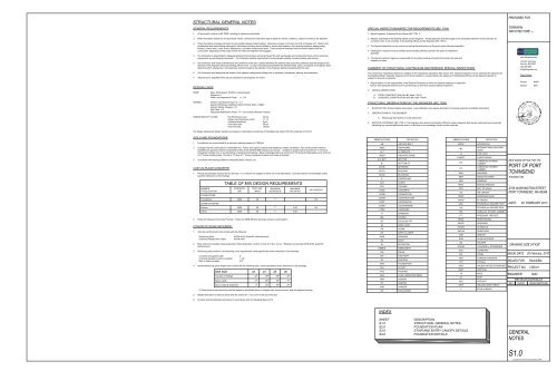 index structural general notes table of mix design requirements