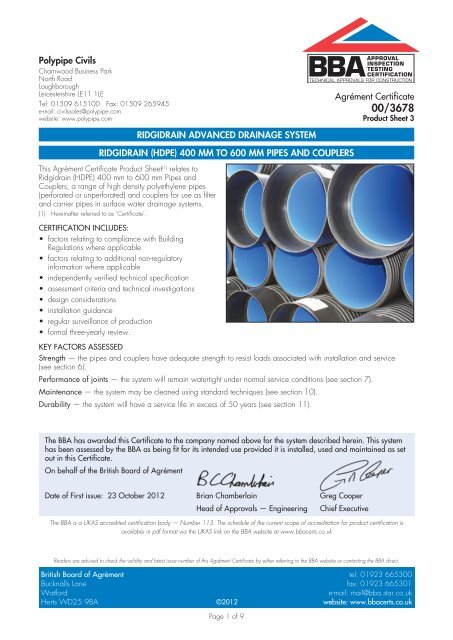 Advanced drainage system 400-600mm pipes and couplers - Polypipe
