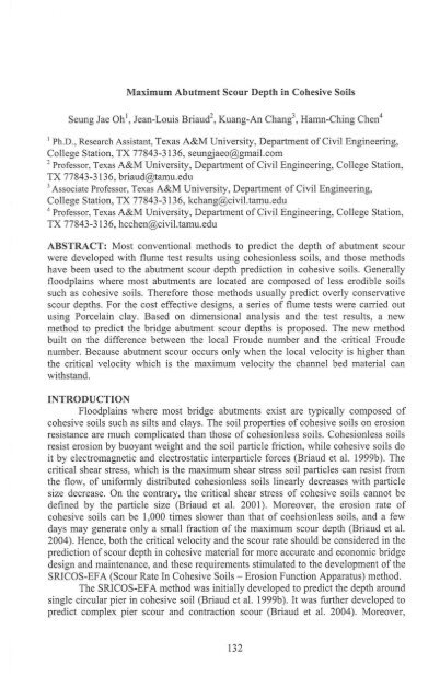 Erosion of Soils - Scour and Erosion