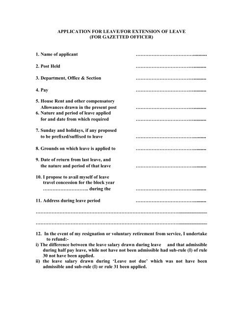 APPLICATION FOR LEAVE/FOR EXTENSION OF LEAVE (FOR ...