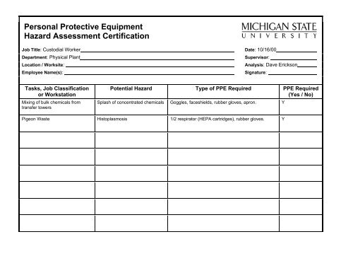 PPE Assessment Form