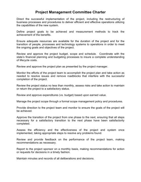 Project Management Committee Charter