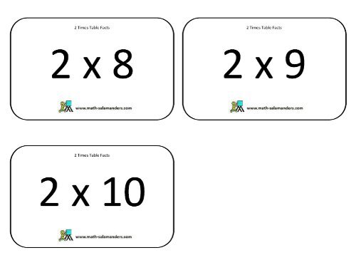 2 Times Table Flash cards with answers - Math Salamanders