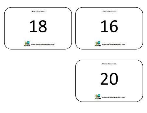 2 Times Table Flash cards with answers - Math Salamanders