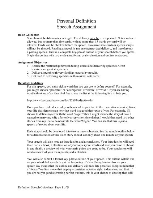 Personal Definition Narrative Speechsuccess