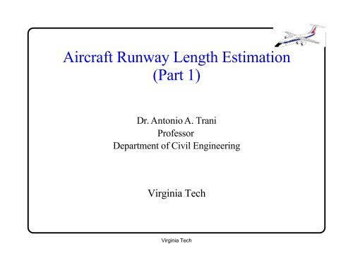Aircraft Runway Length Estimation (Part 1)