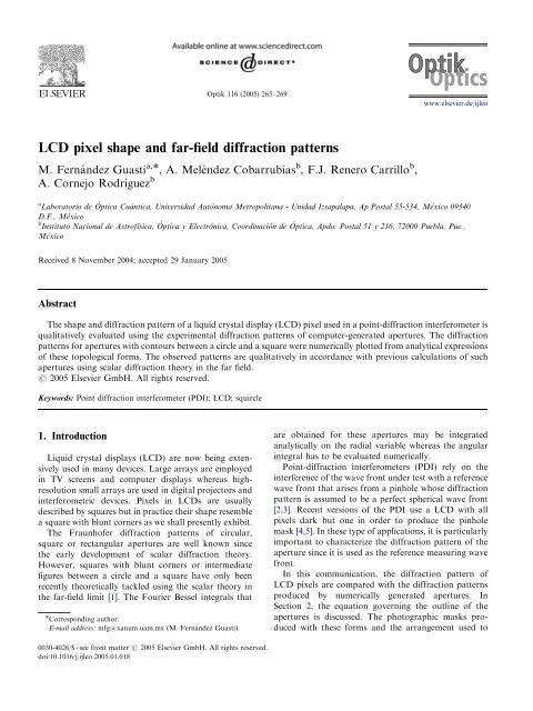 LCD pixel shape and far field diffraction patterns - PÃ¡ginas de ...