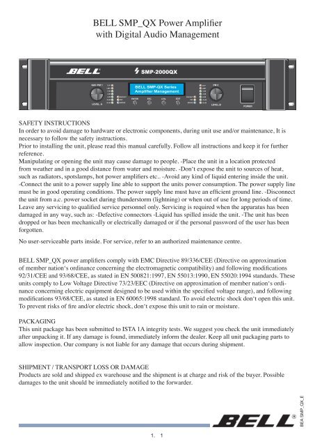 BELL SMP_QX Power Amplifier with Digital Audio Management