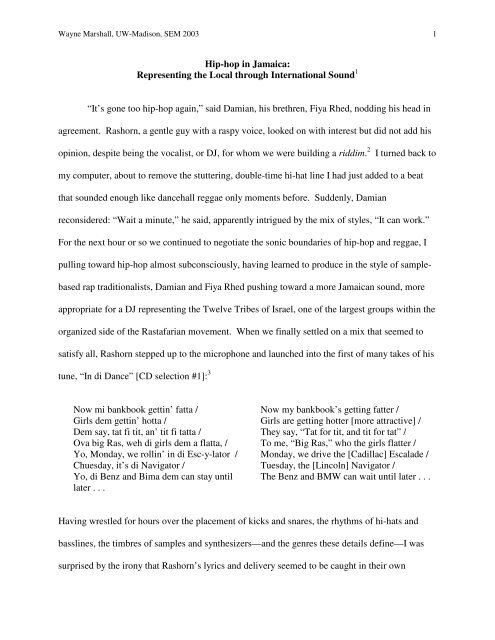 White Jamaican Rapper