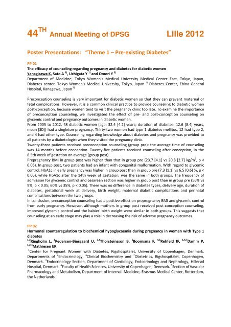 Poster presentation: Pre-existing diabetes - DPSG