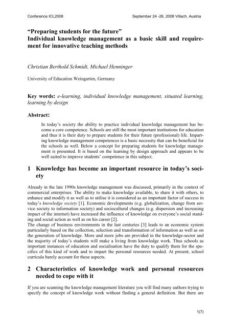 Individual knowledge management as a basic skill and require - ICL