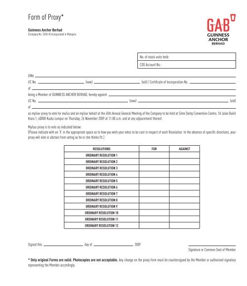 Form of Proxy* - Gab