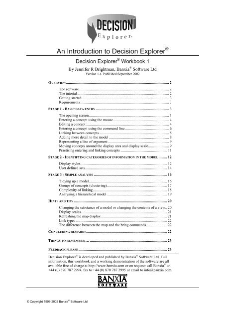 An Introduction to Decision Explorer - Banxia Software