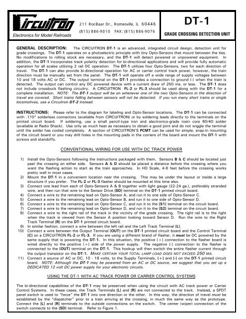 DT-1 Instructions - Circuitron