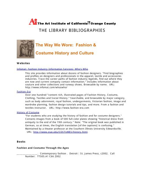 Fashion & Costume History and Culture