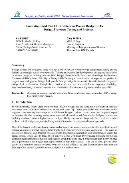 4.2.4_Paper - PC Bridge Deck Panels with UHPC Field Cast ... - Ductal