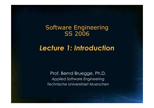 Introduction - Chair for Applied Software Engineering