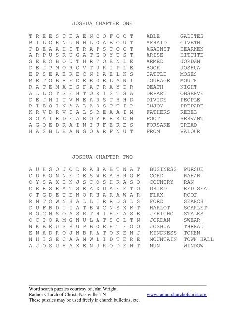 Joshua Word Search Puzzles - Woodbine Church of Christ