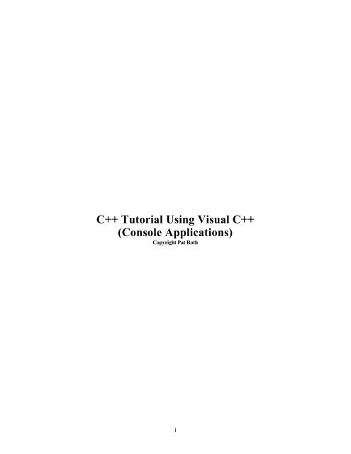 C Tutorial Using Visual C Console Applications