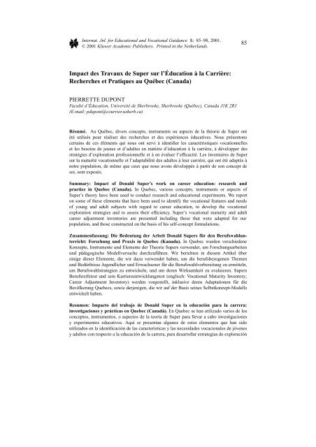 Éducation à la santé et à la carrière Health and Career Education ...