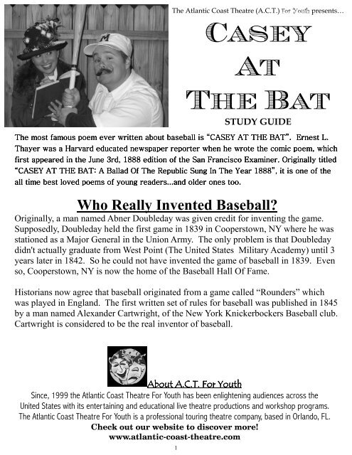 Casey At The Bat Study Guide - Atlantic Coast Theatre