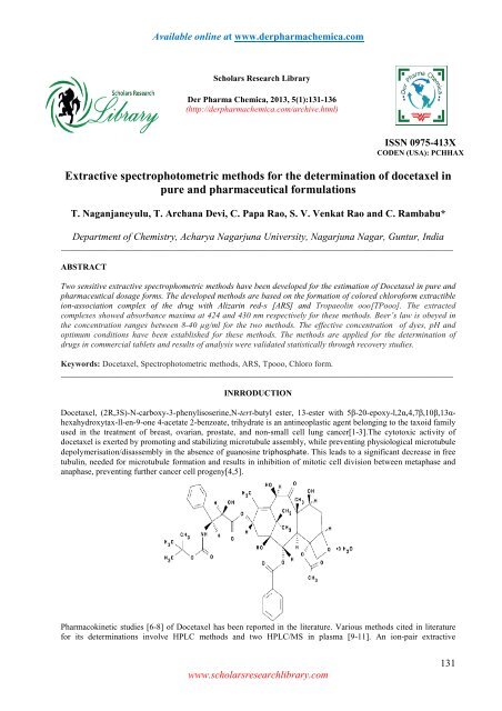 Extractive Spectrophotometric Methods For The Determination Of