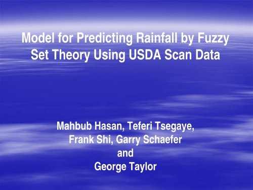 Model for Predicting Rainfall by Fuzzy Set Theory Using USDA Scan ...
