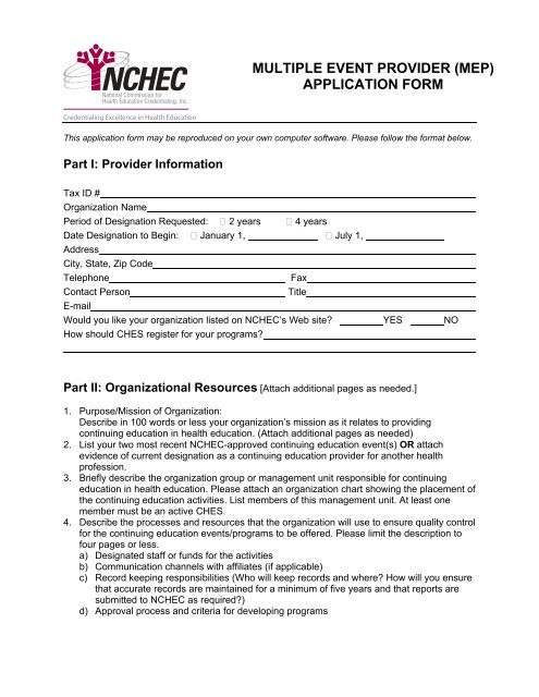 application form - The National Commission For Health Education ...