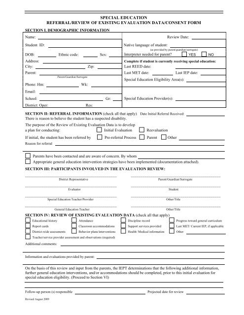Iep Evaluation Forms Printable List Of Accommodations For IEPs And