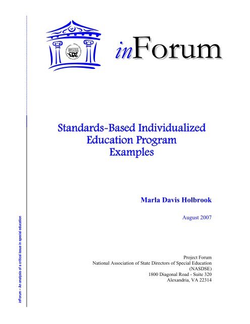 Standards-Based Individualized Education Program Examples