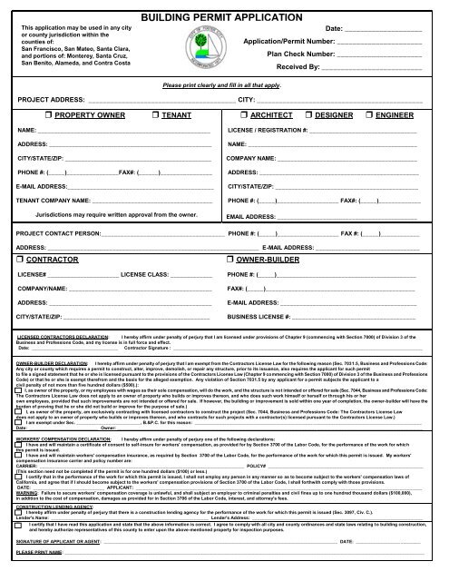 BUILDING PERMIT APPLICATION - Foster City