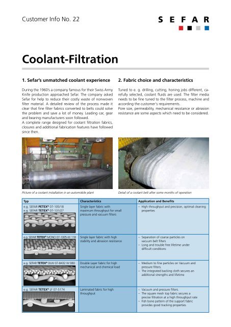 Coolant-Filtration - SEFAR