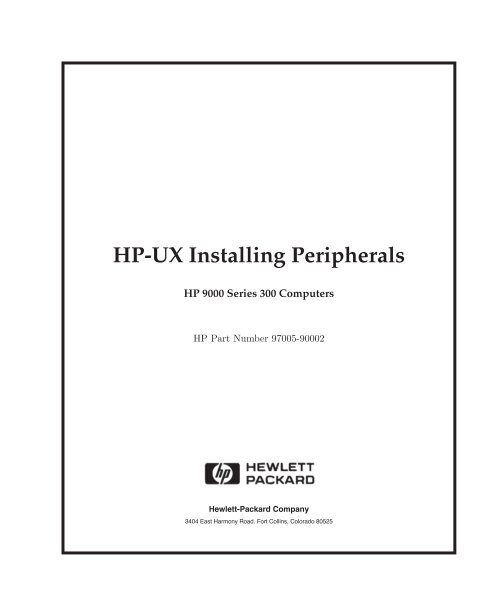 HP-UX Installing Peripherals HP 9000 Series 300 Computers