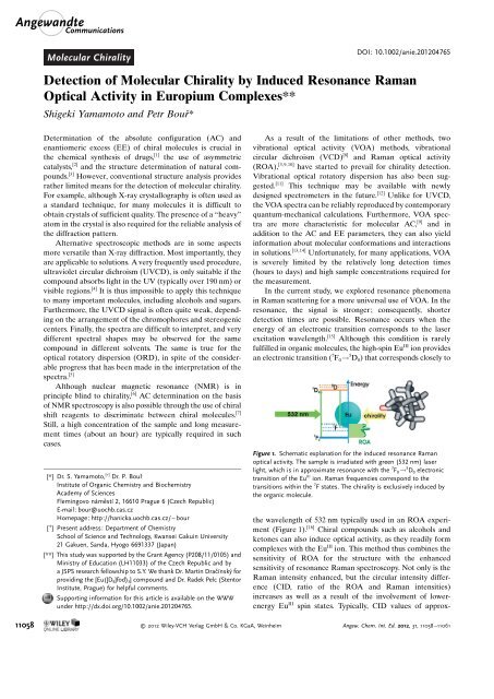 Detection of Molecular Chirality by Induced Resonance Raman ...