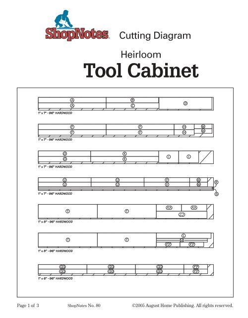 Heirloom Tool Cabinet Cutting Diagram - ShopNotes